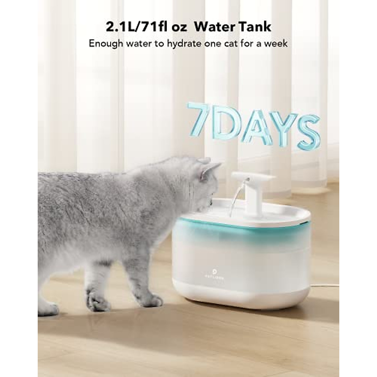 PETLIBRO Cat Water Fountain, 71fl oz/2.1L Ultra Quiet Pet Water Fountain for Cats Inside, BPA-Free, Two Flow Modes,Visible Water Level Cat Fountain Water Bowl, Dog Water Dispenser with 4 Large Filters
