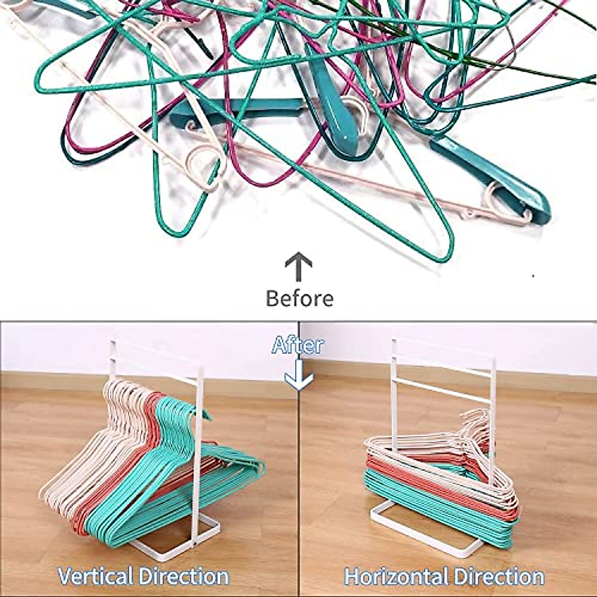 Hanger Storage Organizer,50 Velvet Clothes Hanger Holder,Hanger Stacker Rack for Laundry Closet,Drying Rack,Hanger Caddy Stand for Adult or Child Clothes Hangers(White-2 Pack)