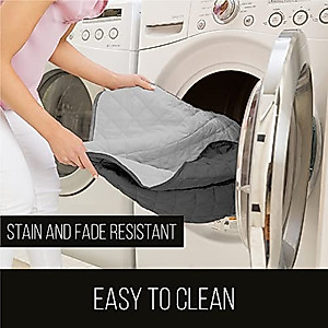 Sofa Shield Patented Couch Cover, Large Furniture Protector with Straps, Reversible Tear and Stain Resistant Slipcovers, Quilted Microfiber 70” Seat, Washable Covers for Dogs, Kids, Lt Gray Charcoal