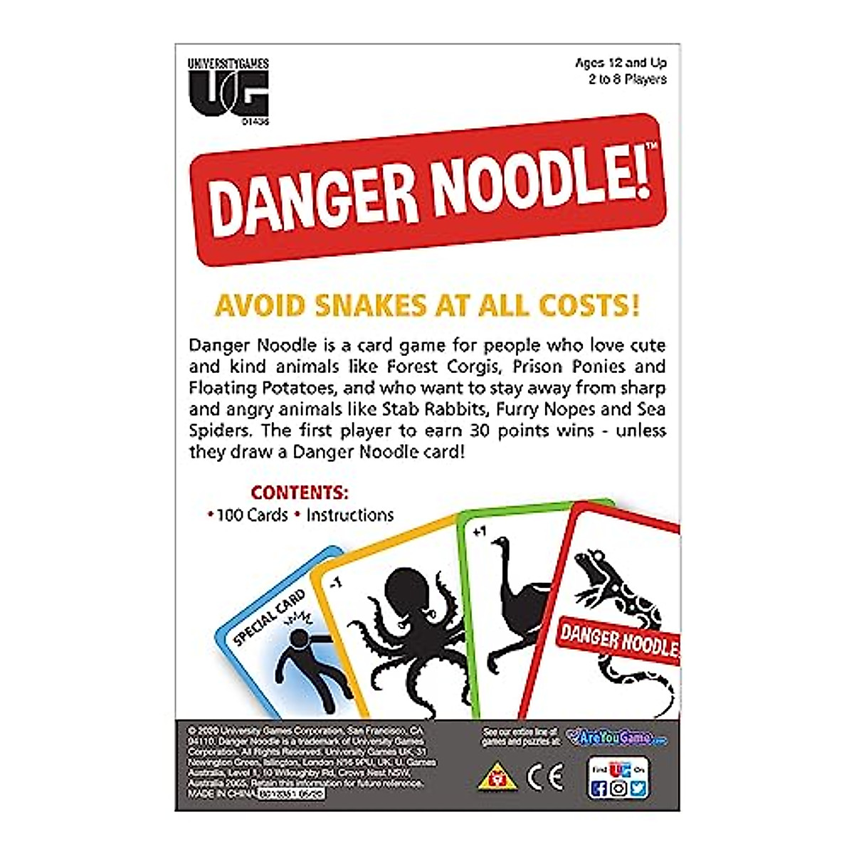 University Games | Danger Noodle Family Card Game, for 2 to 8 Players Ages 12 and Up