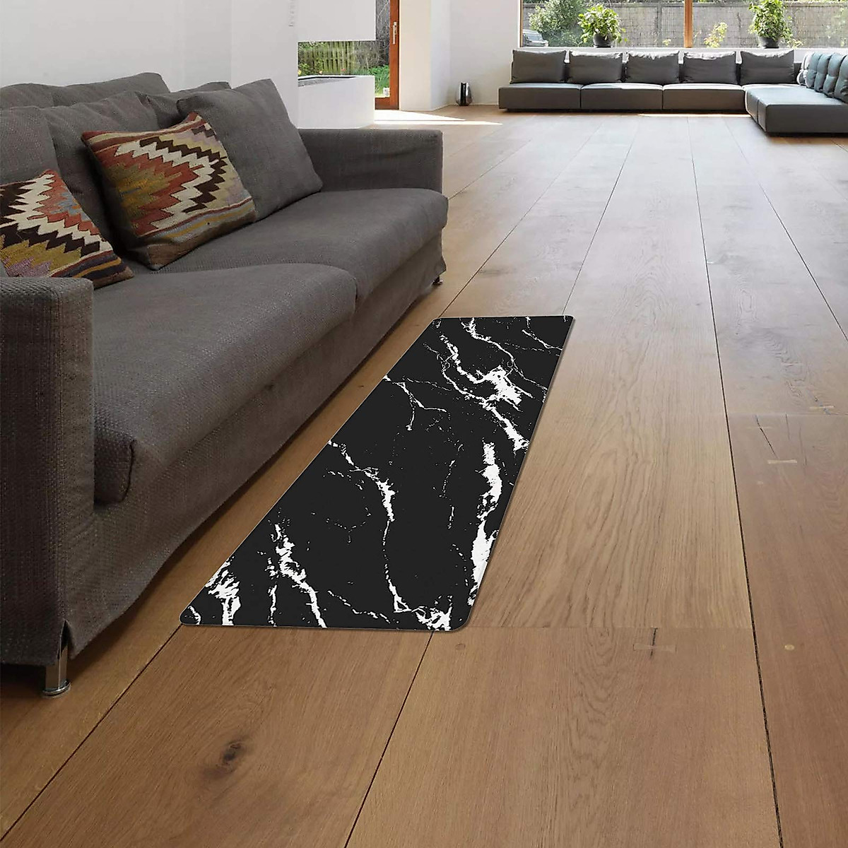 Anti-Fatigue Kitchen Mats Standing Rugs Set of 2 Black and White Marble Style Non-Slip Area Runner Floor Doormat Mondern Crack Art Washable Cushioned Carpet for Bedroom Bathroom Decor