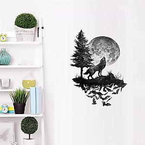 NEWCOMDIGI Wall Decals, Wall Art Stickers, Wall Décor for Bedroom, Living Room, Playroom, Gaming Room, TV Background, Kids Nursery, Apartment, Dorm (Wolf)