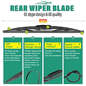 26" 17" 12" Windshield Wiper Blades Replacement for Cadillac SRX 2010 2011 2012 2013 2014 2015 2016 Premium All Weather Front Rear Wipers Set - OEM Quality (Pack of 3)