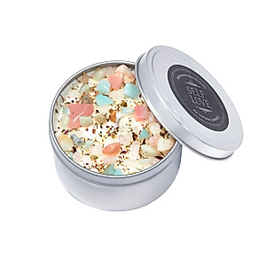 Self Love Candle by New Moon Beginnings - Negative Energy Cleansing - Handmade Aromatherapy Soy Candle - Dried Flower, Herb, & Crystal Candle - 8oz Tin