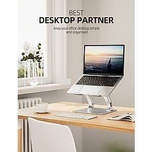 Nulaxy Laptop Stand for Desk, Ergonomic Height Angle Adjustable Laptop Riser Holder with Heat-Vent Computer Stand Compatible with 10-17" Up to 22 Lbs Laptop Notebook Computer Silver