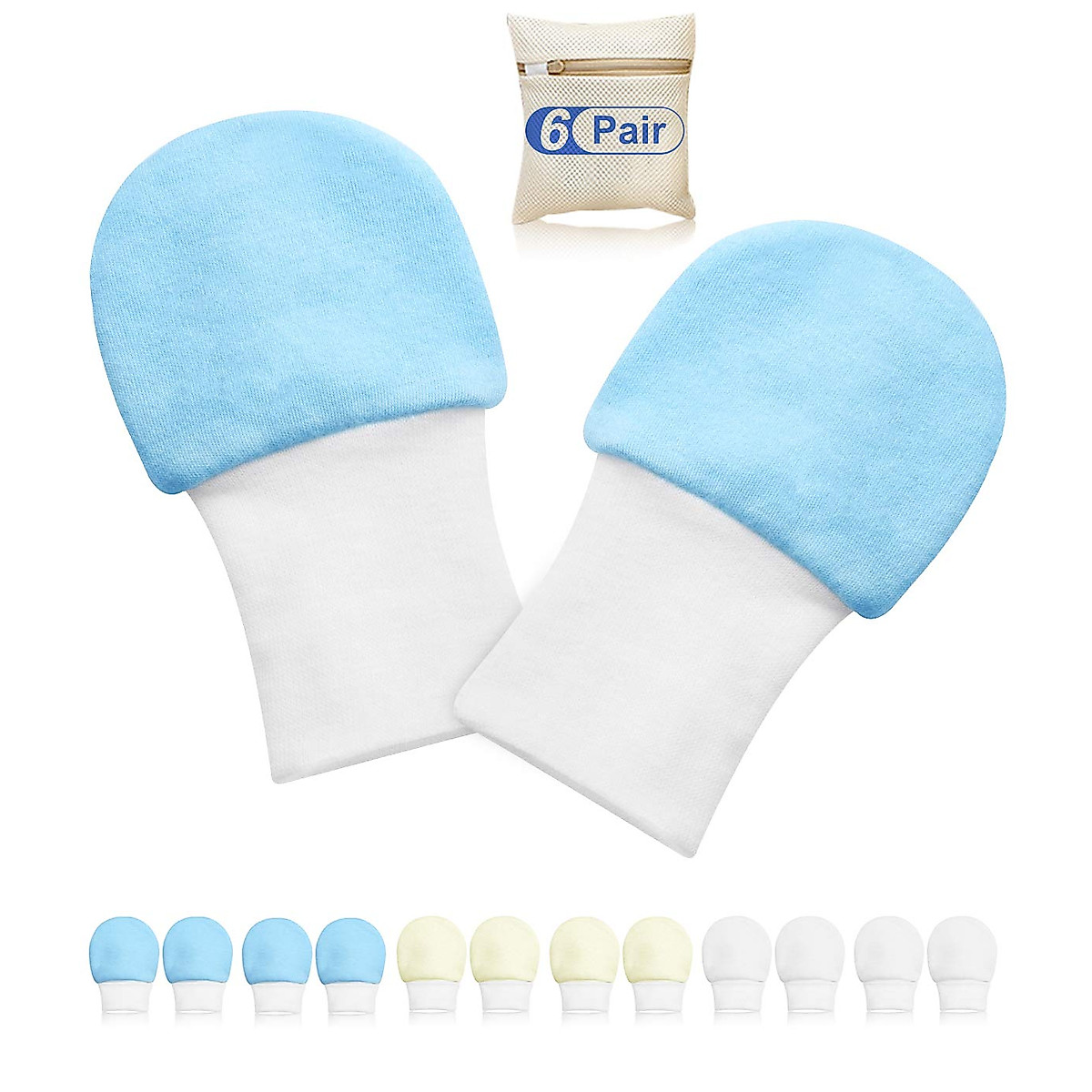 Newborn Baby Mittens Anti Scratch Baby Mittens No Scratch Mittens Baby Gloves for 0-6 Months Boys Girls(6 Pairs)