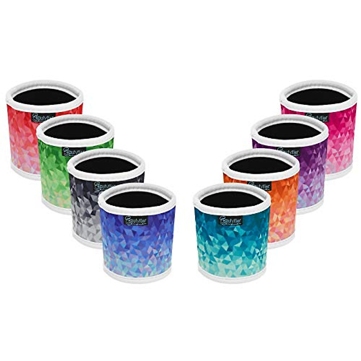 Beautyflier 8pcs Anti-Slip Neoprene 2.5mm Thick Collapsible Heat Resistant Coffee Cup Insulated Sleeve for Coffee/Tea/Cold Drinks (Geometric gradient)