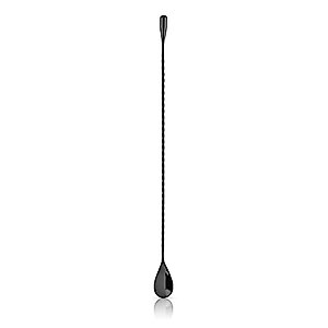 Viski Gunmetal Weighted Stainless Steel Barspoon, Japanese Twisted Stem Handle, Teardrop Weight