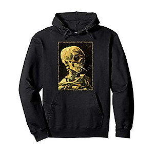 Skull of Skeleton with Burning Cigarette by Vincent van Gogh Pullover Hoodie