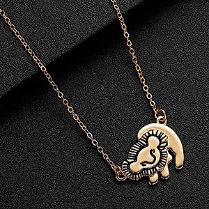 HANRESHE Lion King Necklace Pendant Trendy Jewelry Initial Gold Chain Gift Women Custom Name Necklace Women Gift (Gold)