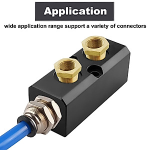 Air Manifold, 3 Way 5 Port Air Compressor Manifold, Air Hose Inline Manifold Block Splitter, Pneumatic Manifold Air Distribution Block, NPT 1/2 Inch Supply Port, NPT 1/4 Inch Output Port(BLACK)