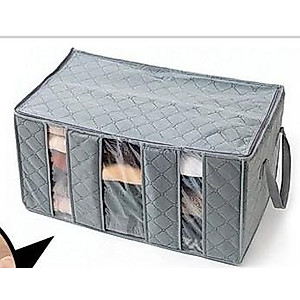Leshery 65L 603530cm Foldable Storage Bag Clothes Blanket Closet Sweater Organizer Box Charcoal