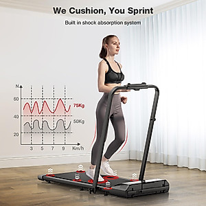 GEEMAX 2 in 1 under desk treadmill, Foldable Compact Treadmill for Small Spaces, Workout Electric Exercise Running Walking Machine Fitness Equipment with Remote Control for Home Gym Office 6.0MPH Gray