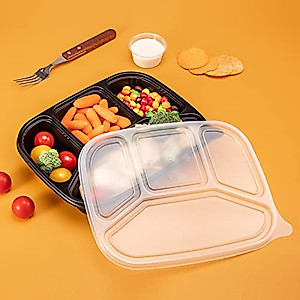 OTOR Meal Prep Containers 34oz Bento Boxes 4 Compartments with Clear Airtight Lids Food Storage lunch box Stackable Travel Containers 15 Sets BPA Free Dishwasher,Microwave,Freezer Safe