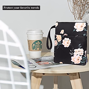 Book Sleeve Book Covers Book Protector with Zipper Washable Fabric for Teen Adult Book Lover Teacher Student ,11.4 X 9 Inch (Camellia Black)