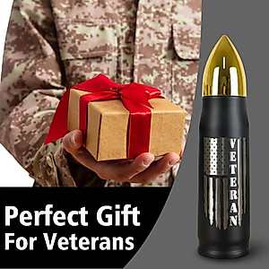 qchdln 17 OZ Veteran Bullet Tumbler with Lid - Ideal Gifts for Men Father's Day, Birthday, Veterans Day, Christmas - Perfect for Air Force, Navy, Army, Military & Veterans Cup