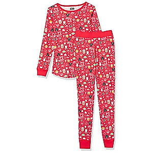 Amazon Essentials Disney | Marvel | Star Wars Women's Snug-Fit Cotton Pajama Sleepwear Sets - Discontinued Colors, Star Wars Holiday - Womens Snug-fit, Medium
