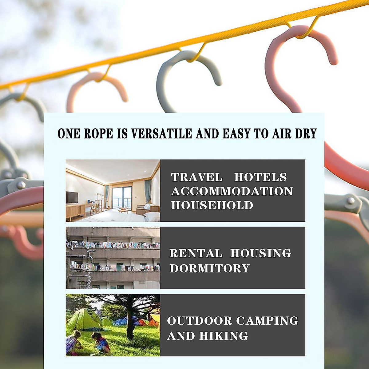 Retractable Clothesline, 26 Feet Portable Clothesline,Clothes Line Retracting Indoor,Travel Hotel Camping 、Cruise Ship、 Backyard 、Outdoor/Indoor,Fv Clothesline,with Windproof Hanging Hole(1 Piece)