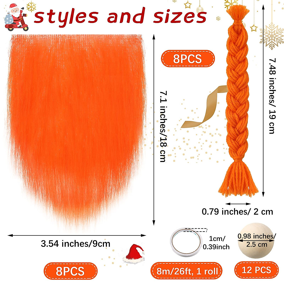 29 Pcs Halloween Gnome Accessories Set Gnome Beards Wooden Gnome Nose and Braids Craft DIY Gnomes for Halloween Christmas Party Supplies(Multi Colors)