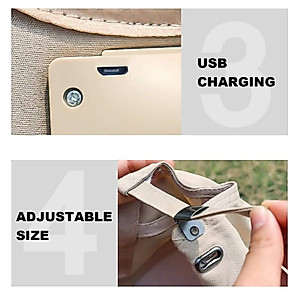 Li&An USB Charging Fan Cap Unisex Summer Fit Cap with Cooling Fan, Sun Protection Hat for Casual Outdoor Sport, Golf,Baseball (A03#Light Khaki), One Size