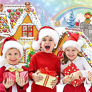 Christmas Gingerbread Photo Backdrop Decoration Sweet Merry Christmas Gingerbread House Banner Santa Candy Background for Christmas Baby Shower Birthday Wall Decorations in 72.8 x 43.3 Inch