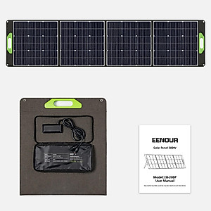 EENOUR 200W Portable Solar Panels 19.5V/39V Switchable, MC4 Output Monocrystalline High Efficiency Solar Panel Kit for Power Station Outdoor RV Camper