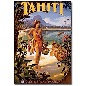 Tahiti Travel Vintage Art Refrigerator Magnet Size 2.5" x 3.5"