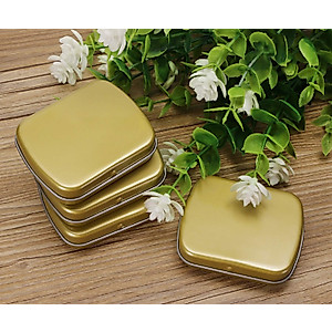 Mini Skater 4PCS Metal Hinged Tin Box Rectangular Empty Small Hinged Tins Containers Storage Case for Pills Candies and Bead Earring Necklace Bracelet Jewelry Craft, Golden