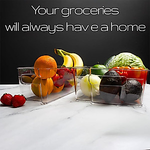 Ceybo Original Set of 4 Durable Refrigerator Food Storage Organizer Bins Variety Pack for Fridge, Freezer, Kitchen Cabinet and Pantry, Dishwasher Safe