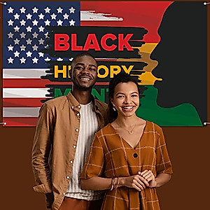 Pudodo Black History Month Backdrop Banner Star Stripes African American Holiday Party Photography Background Wall Decoration