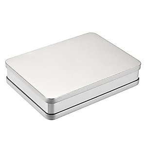 uxcell Metal Tin Box, 7.4" x 5.43" x 1.5" Rectangular Empty Tinplate Containers with Lids, Silver Tone, for Home Organizer, Candles, Gifts, Car Keys, Crafts Storage