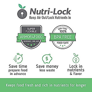 Nutri-Lock Vacuum Sealer Bags. 200 Pint Bags 6x10 Inch. Commercial Grade Food Sealer Bags Great Food Saving, Sous Vide Bags