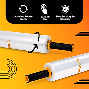 Difinati 2 Pk, Moving Wrapping Plastic Roll, 15 Inch x 1,200 Feet Heavy Duty, Furniture Wrap, Moving Wrap, Furniture Wrapping For Moving, Packing, Shipping Stretch Film With Handles, Clear