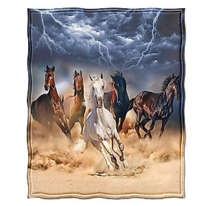 Jekeno Galloping Horse Blanket Cowgirl Cowboy Western Soft Warm Print Throw Blanket for Couch Bed Chair Office Sofa Twin 60"x80"
