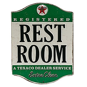 Open Road Brands Texaco Restroom Embossed Metal Sign - Vintage Texaco Restroom Sign for Bathroom - Registered and Extra Clean