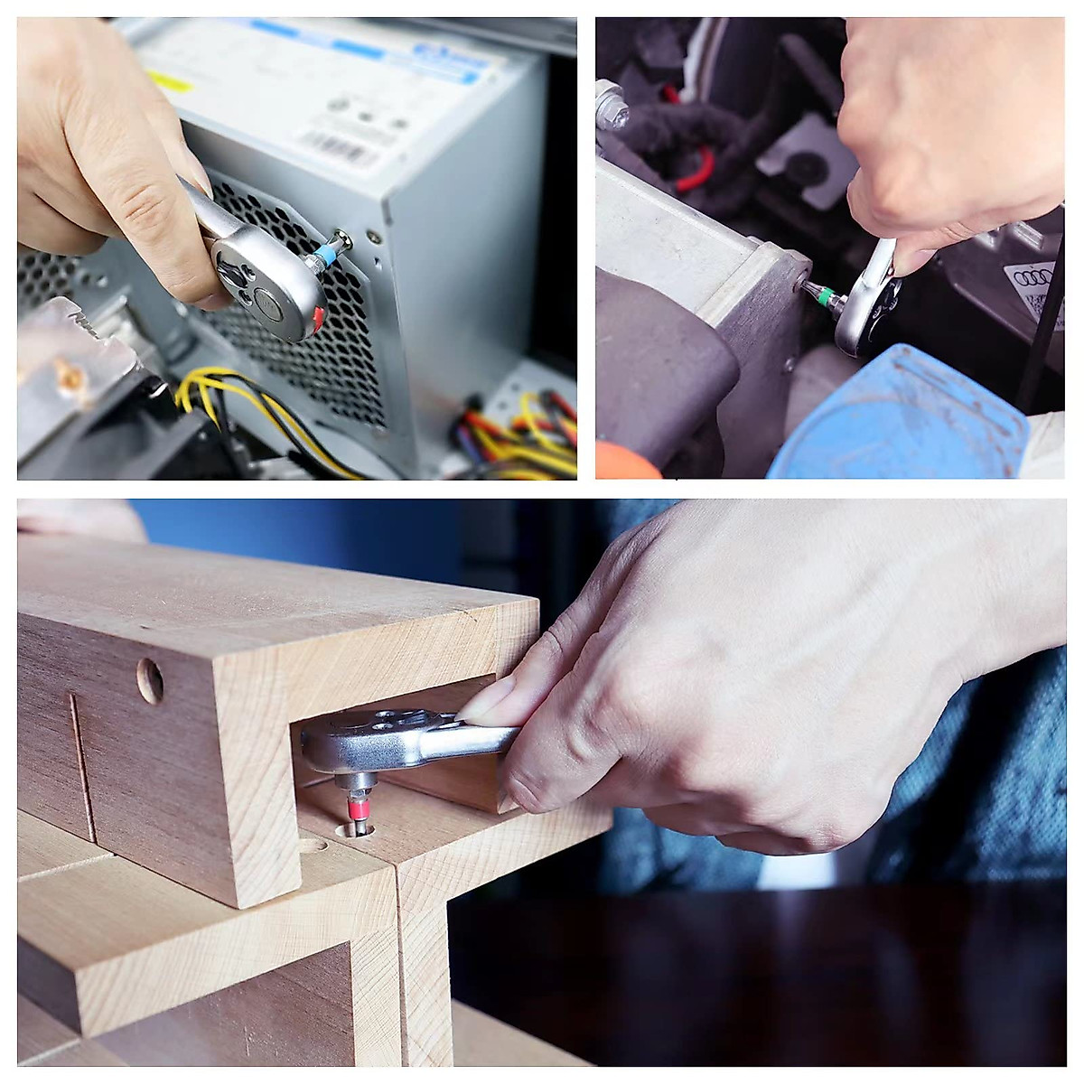 Inwell 58 Piece Screwdriver Bit Set | 1/4" Drive Mini Ratchet Wrench and Sockets Set | Premium S2 Material Driver Bits | Phillips,Slotted,Hex,Square,Trox,Tamper Proof Torx,Quick Release Bit Holder