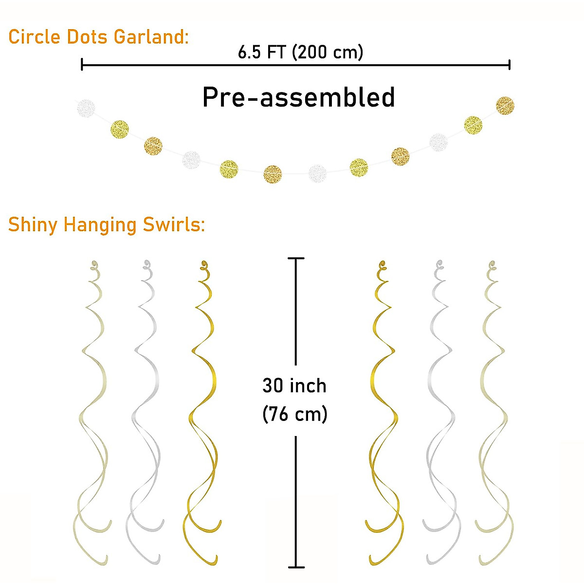 KOKAR Happy Retirement Decorations – Gold Happy Retirement Banner, Paper Pom Poms, Hanging Swirls and Glitter Circle Dots Garland for Retirement Party Decorations