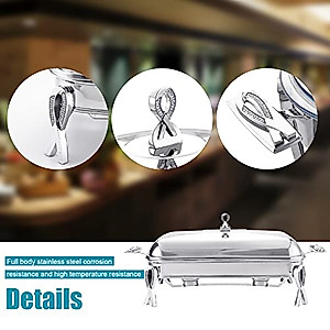 ORDINNER KIT Chafing Dish Buffet Set Server Stainless Steel Chafing Dishes Oven Safe Glass Rectangle Food Warmer for Parties 2.9L