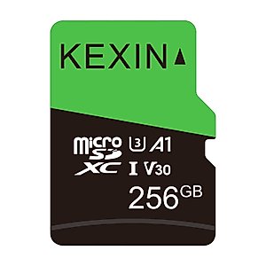 KEXIN Micro SD Card 256GB MicroSDHC UHS-I Flash Memory Card 256 GB Class 10 High Speed, C10, U3, V30, 4K UHD, A1, SD Adapter Include