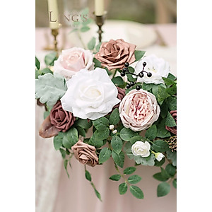 Ling's Moment 2PCS Dusty Rose Artificial Flower Garland Floral Swags Centerpieces Wedding Arch Flower Greenery Arrangements for Sweetheart Table Wall Window Home Garden Outdoor Decor Mauve