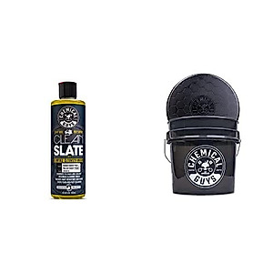 Chemical Guys CWS80316BB Basic Car Wash & Bucket Bundle - Clean Slate Deep Surface Cleaning Car Wash Soap, 16 oz, Citrus Scent + Heavy Duty Smoked Obsidian Black Detailing Bucket (2 Items)