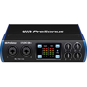 PreSonus Studio 26c 2x4 USB Type-C Audio/MIDI Interface and Studio One Artist Software kit with Condenser Microphone Shockmount, and XLR Cable