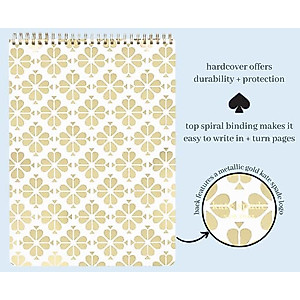 Kate Spade New York Large College Ruled Notebook, Top Spiral Notebook with 160 Pages, 11.75" x 8.5" Writing Pad, Gold Spade Floral