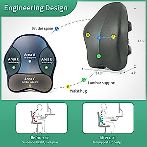 Lumbar Support Pillow for Office Chair Back Support Pillow for Chair Car Seat Back Support Ergonomic Back Chair Pillow Desk Chair Back Cushion for Back Pain Back Rest Pillow Lumbar Back Support (Grey)