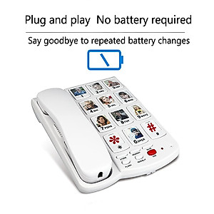 Corded Phone, Shinydream Big Button Phone for Seniors with Photo Memory One-Touch Dialling, Ringer Volume Control, Works in Power Outages, Best Landline Phone for Hearing and Visually Impaired