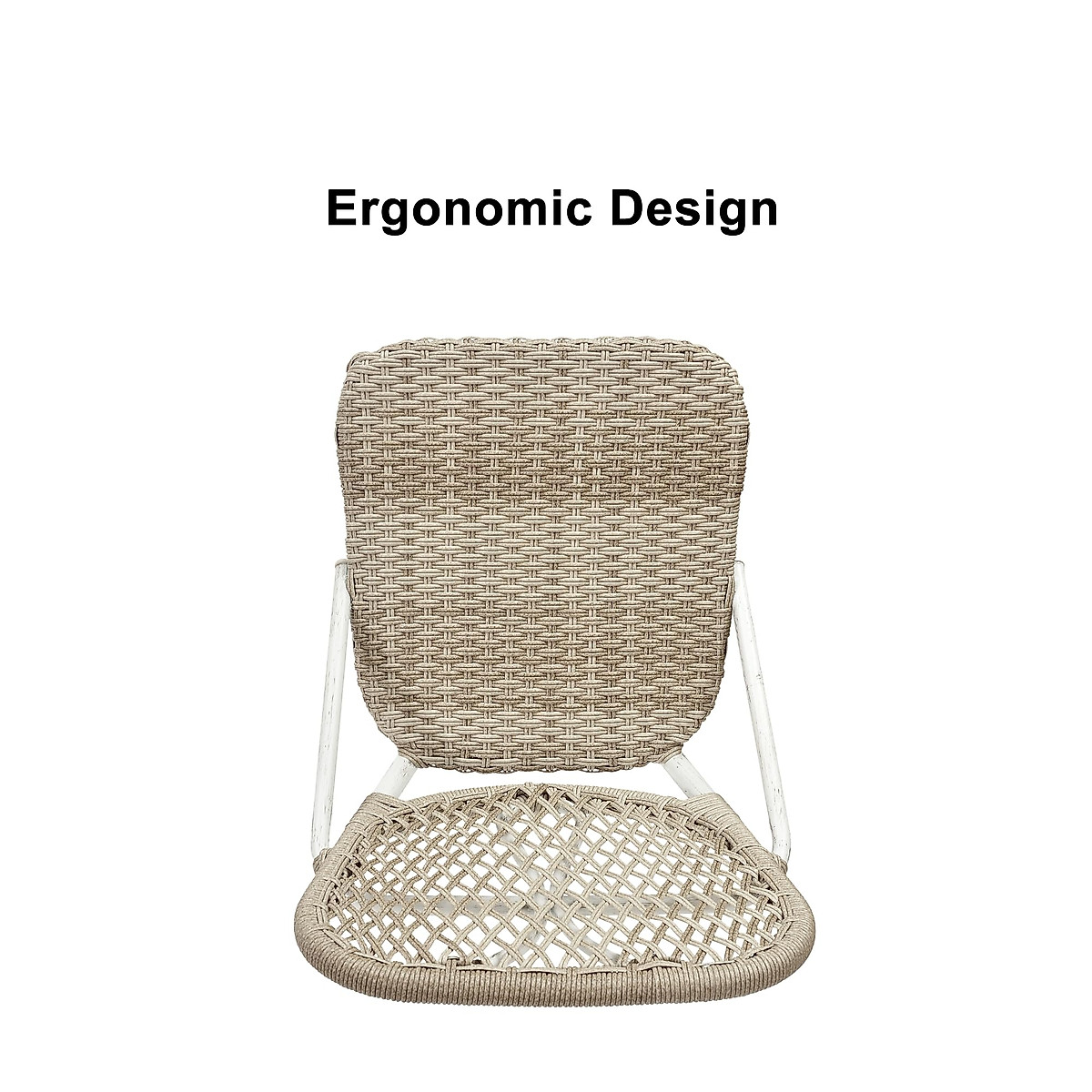 PURPLE LEAF French Bar Stools Set of 2 Patio Rattan Aluminum Bar Height Bamboo Pattern Finish Barstools with Back for Pool Garden Kitchen Island Outdoor Bar Chairs, Light Beige