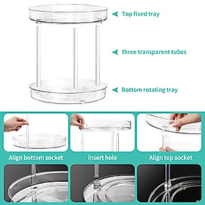 Ech.Apr Lazy Susan Turntable 360° Rotating Cabinet Organizer Clear Spice Rack Organizer for Cabinet, Pantry, Kitchen (2 tier-11 inch)