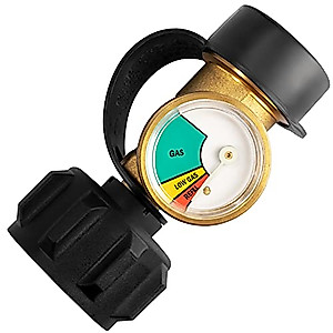 DOZYANT Propane Tank Gauge Level Indicator Leak Detector Gas Pressure Meter Universal for RV Camper, Cylinder, BBQ Gas Grill, Heater and More Appliances-Type 1 Connection
