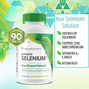 Youngevity Ultimate Selenium Trace Element Formula - 90 Capsules | Selenium 100 MCG + Other Essential Vitamins and Minerals (1 Pack)