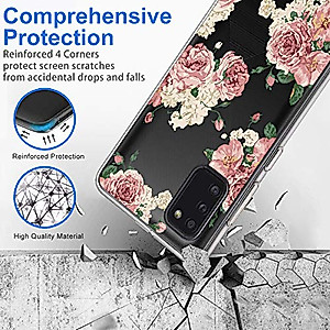 Compatible with Samsung Galaxy A02s Transparent Floral Case Flower Design Soft Clear Flexible TPU Cover for Girls Women Shockproof Slim Fit TPU Protective Case Cover for Samsung A02s